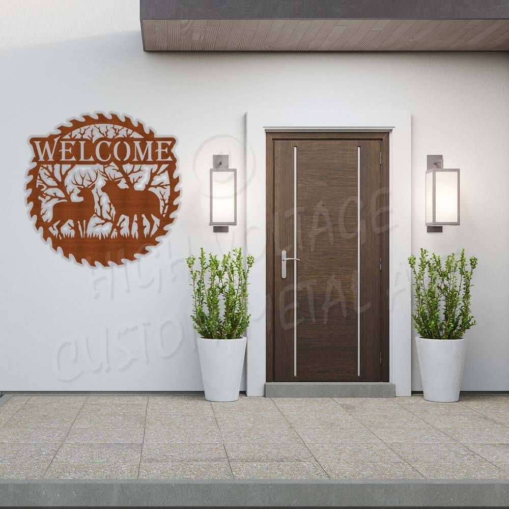 Deer Welcome Saw | NZ MADE Steel Art – High Voltage Custom Metal Art