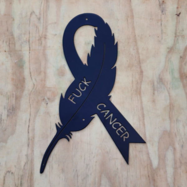 F**K cancer ribbon – High Voltage Custom Metal Art