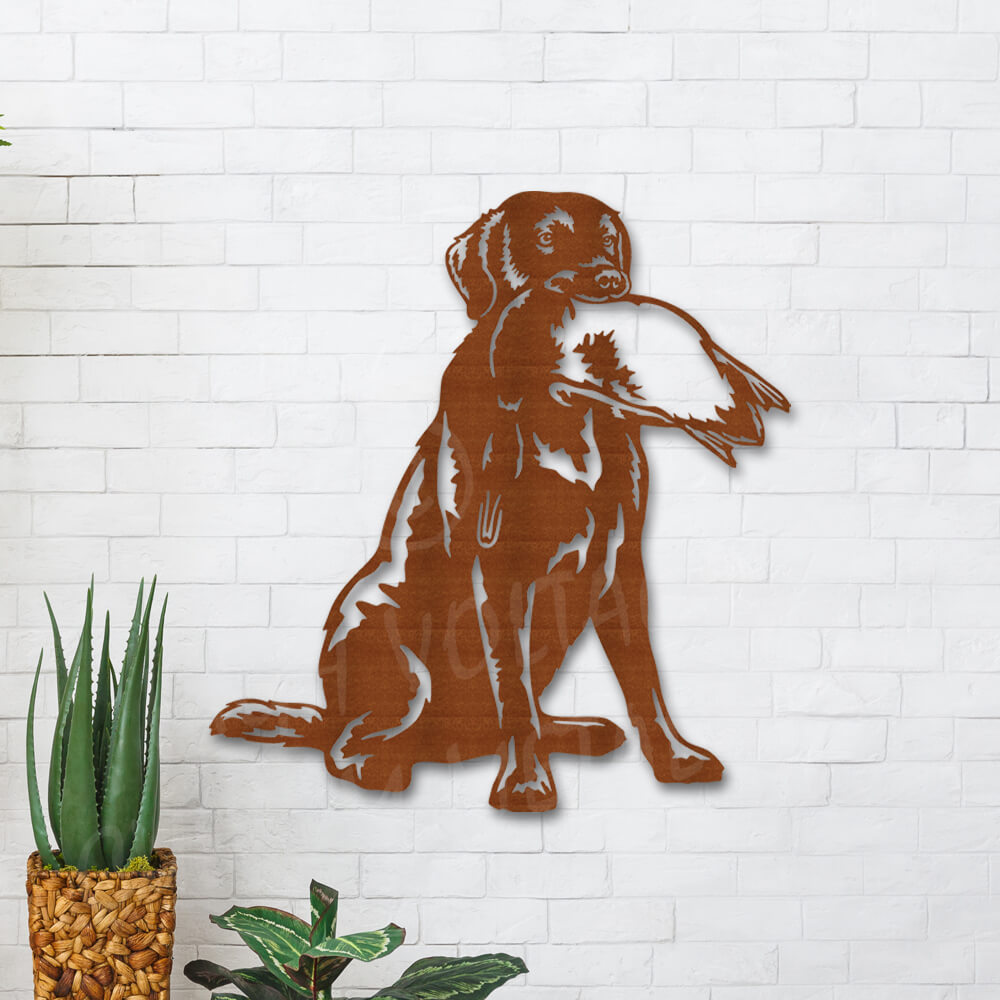 Labrador With Duck | NZ MADE steel art – High Voltage Custom Metal Art