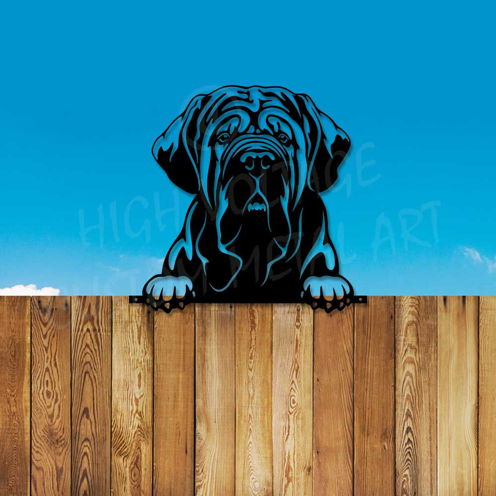 Fence Peeking Neapolitan Mastiff | NZ MADE Steel Art – High Voltage ...