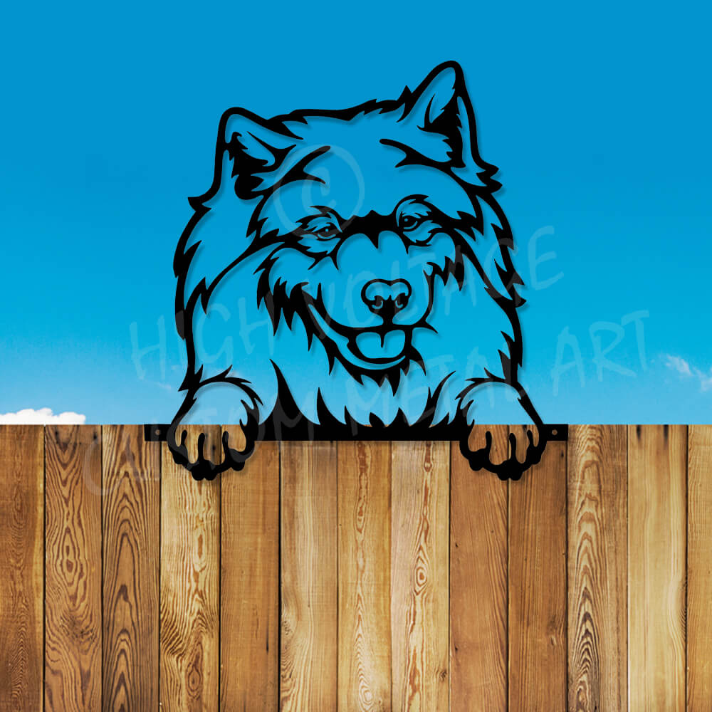 Fence Peeking Samoyed | NZ MADE Steel Art – High Voltage Custom Metal Art