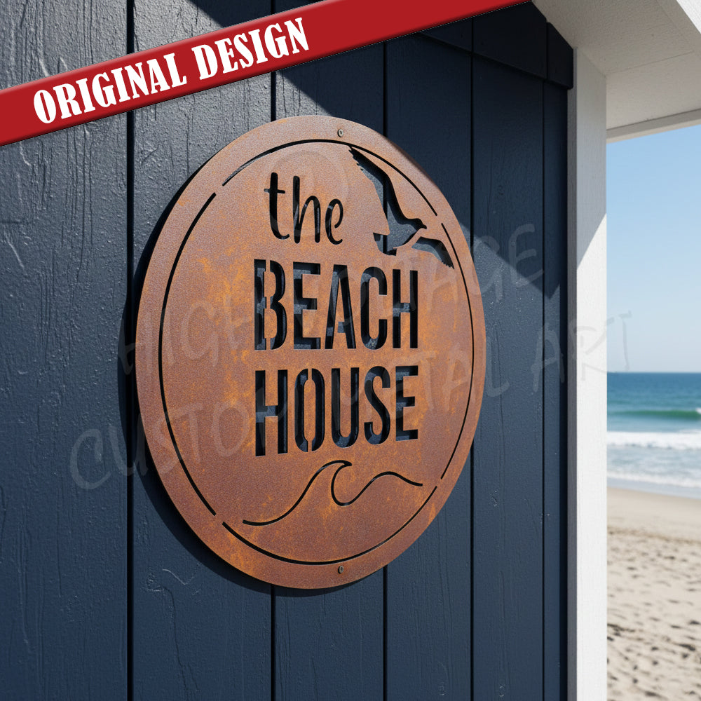 The Beach House | NZ MADE Steel Sign – High Voltage Custom Metal Art
