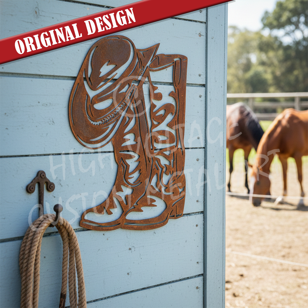 Cowboy Boots | NZ MADE Steel Art – High Voltage Custom Metal Art