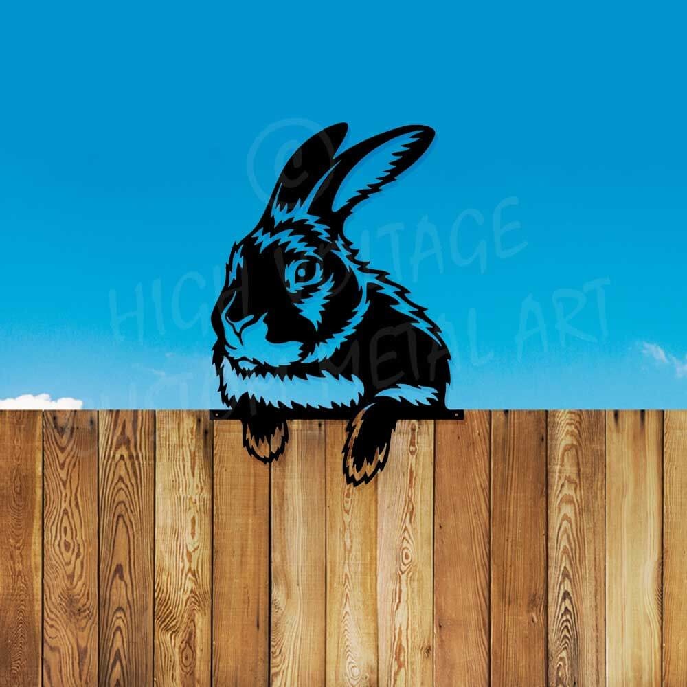 Fence Peeking Rabbit – High Voltage Custom Metal Art