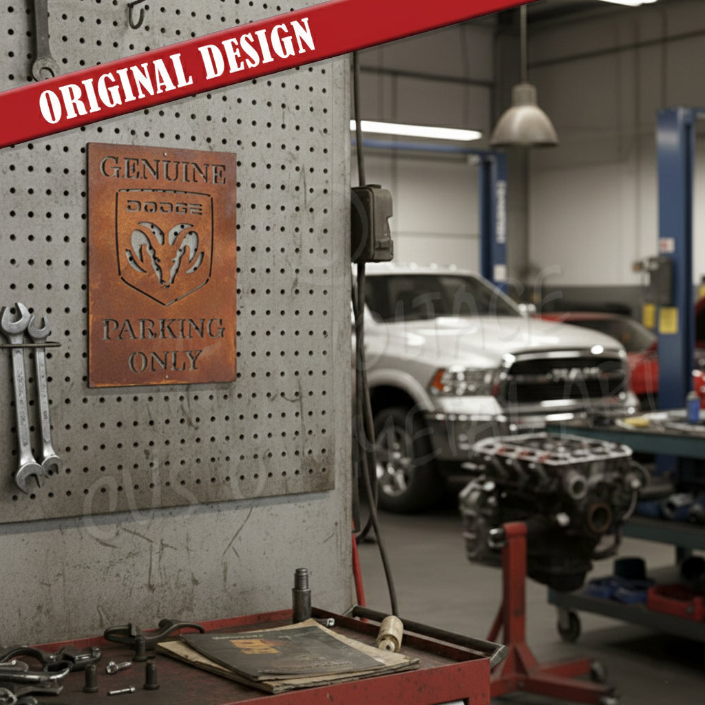 Genuine Parking - Dodge | NZ MADE Steel Art – High Voltage Custom Metal Art